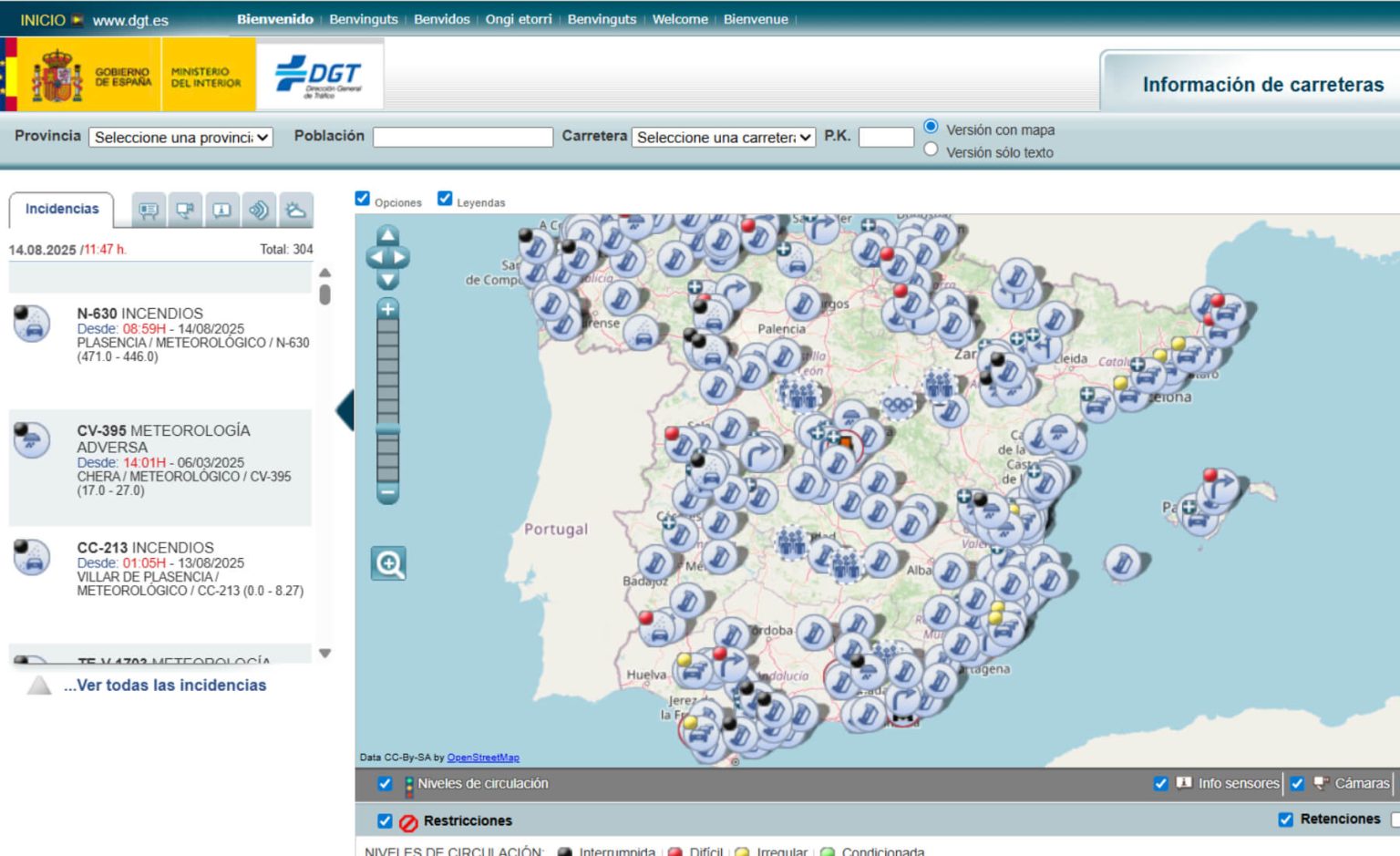 Incendios forestales en España: ¿cómo ver las carreteras cortadas en ...